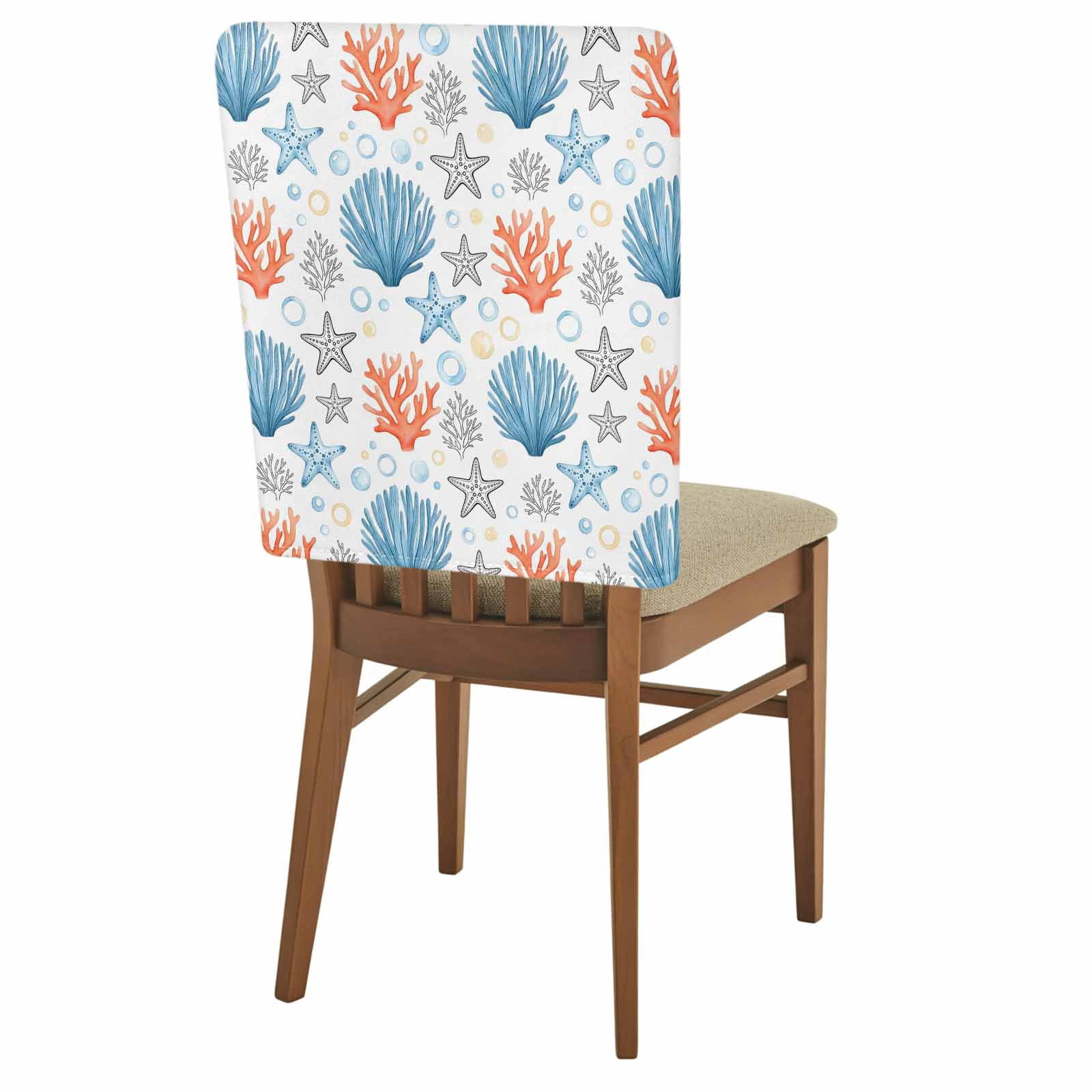 1 Pack Marine Life Chair Back Covers Orange Coral Blue Starfish Shell ...
