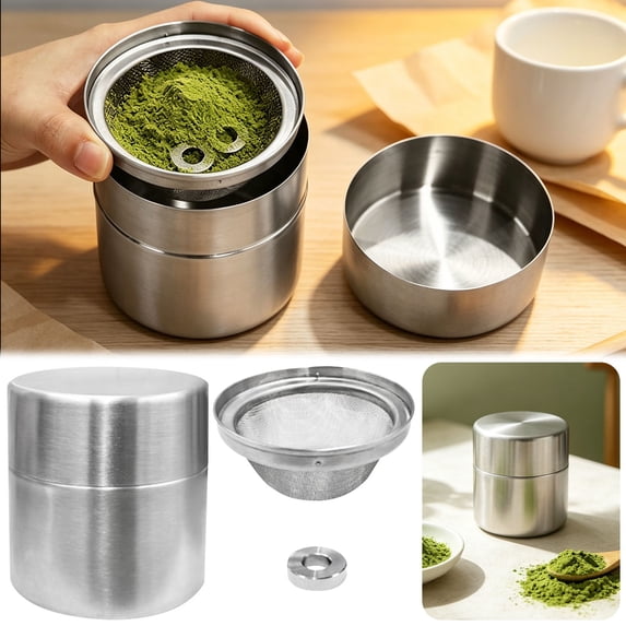 1-Pack Matcha Powder Sifter and Storage Tin Set, Stainless Steel Matcha ...