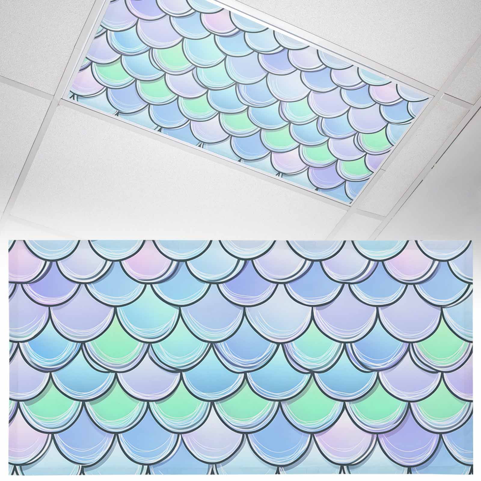 1 Pack Mermaid Tail Backdrop Fluorescent Light Covers for Ceiling ...