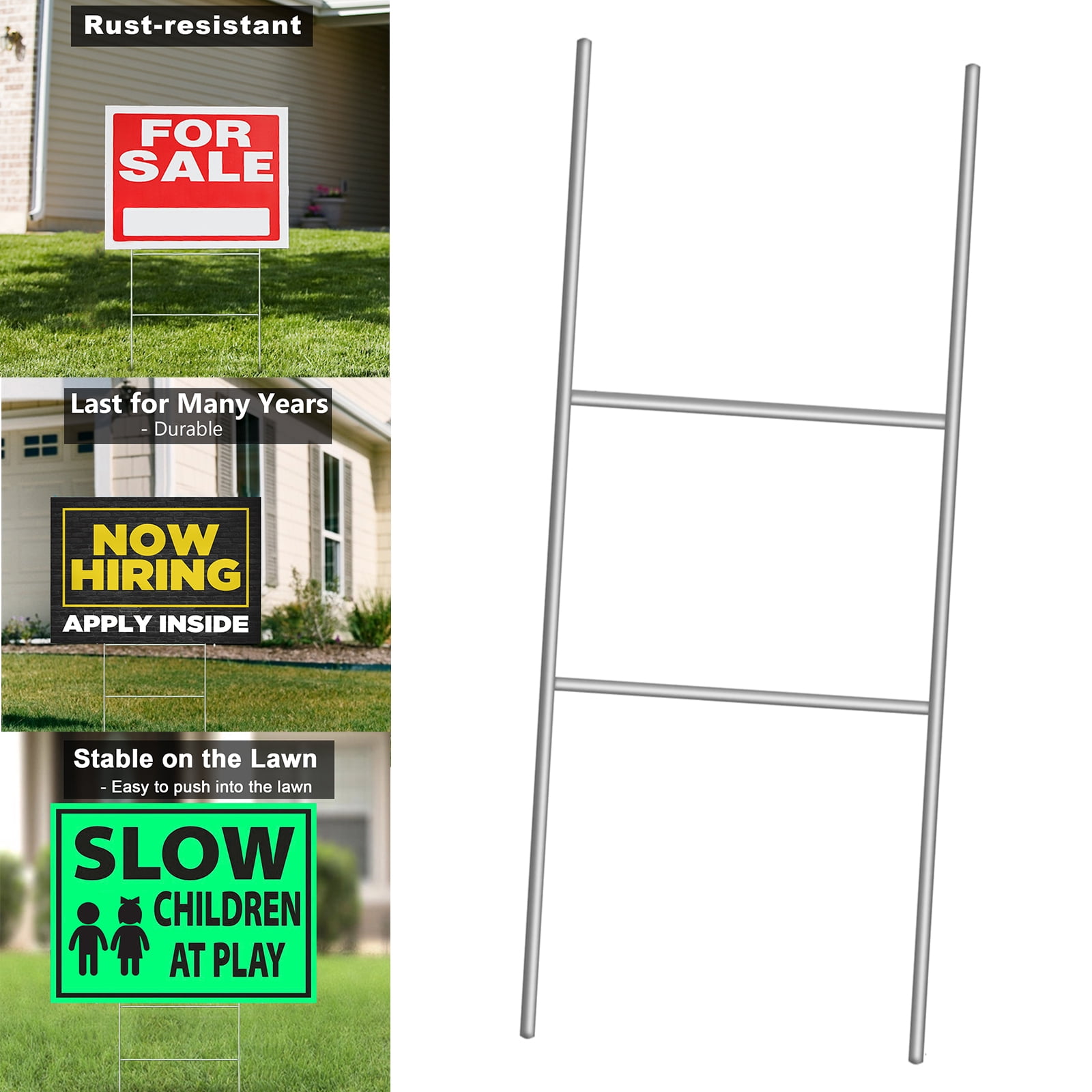 1 Pack Metal H-Frame Ground Stake for All Size Blank Yard Sign ...