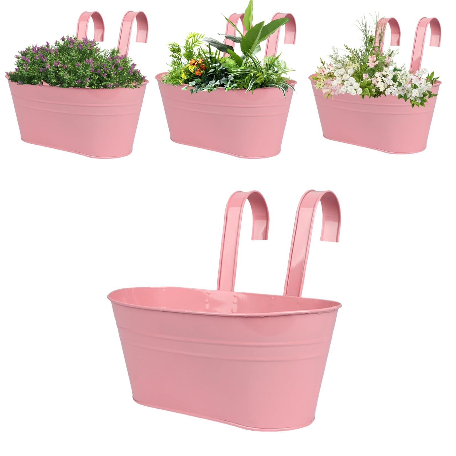 1 Pack Metal Hanging Flower Pots for Railing Fence，Outdoor Balcony Rail ...