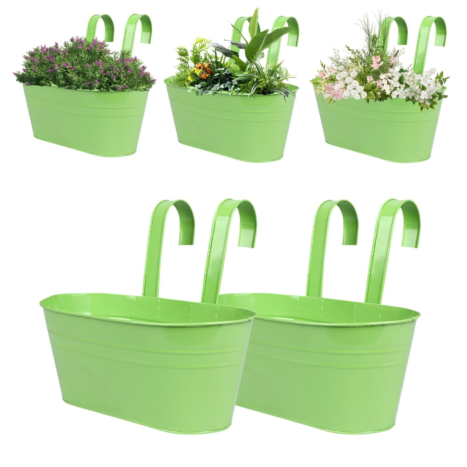 1 Pack Metal Hanging Flower Pots for Railing Fence，Outdoor Balcony Rail ...