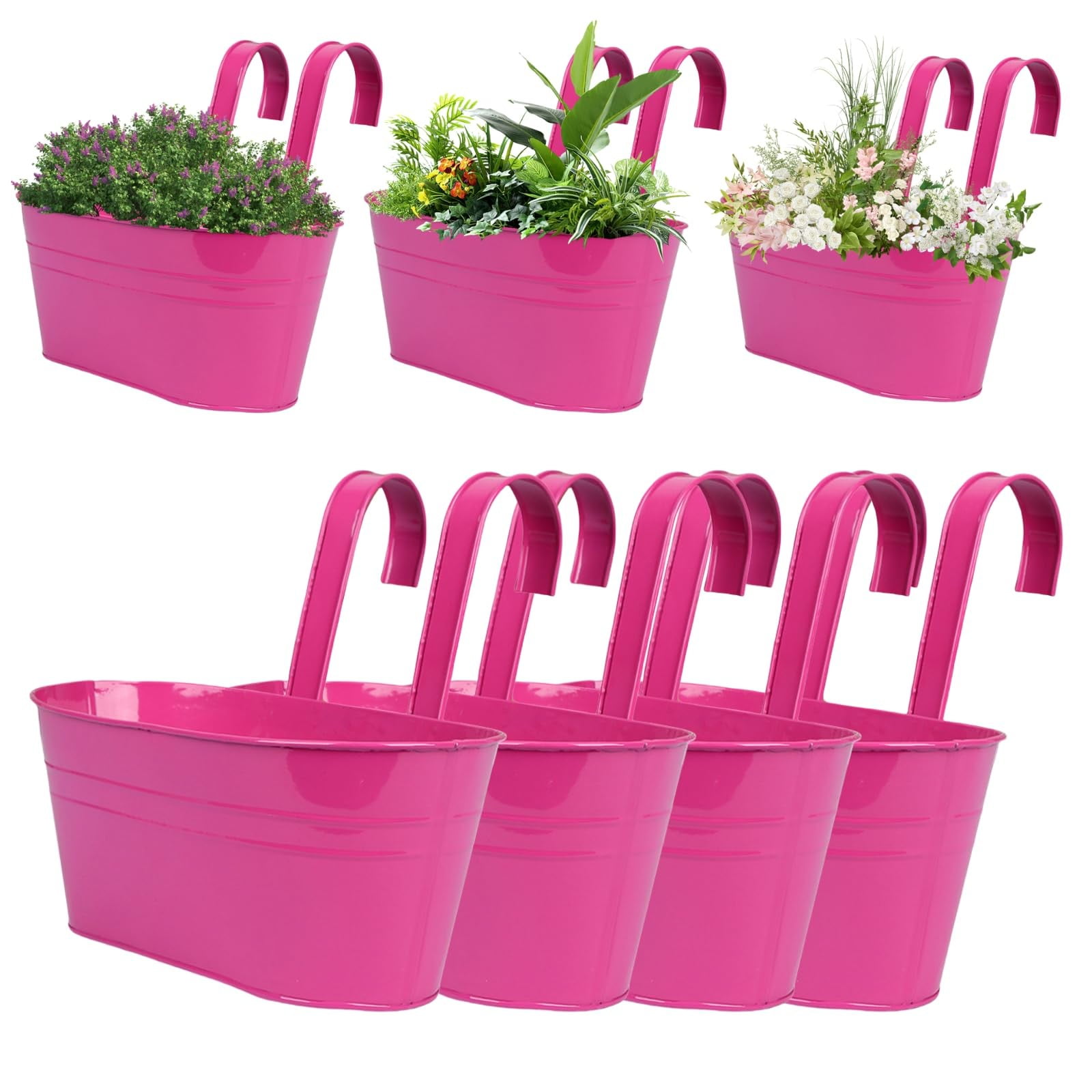 1 Pack Metal Hanging Flower Pots for Railing Fence，Outdoor Balcony Rail ...