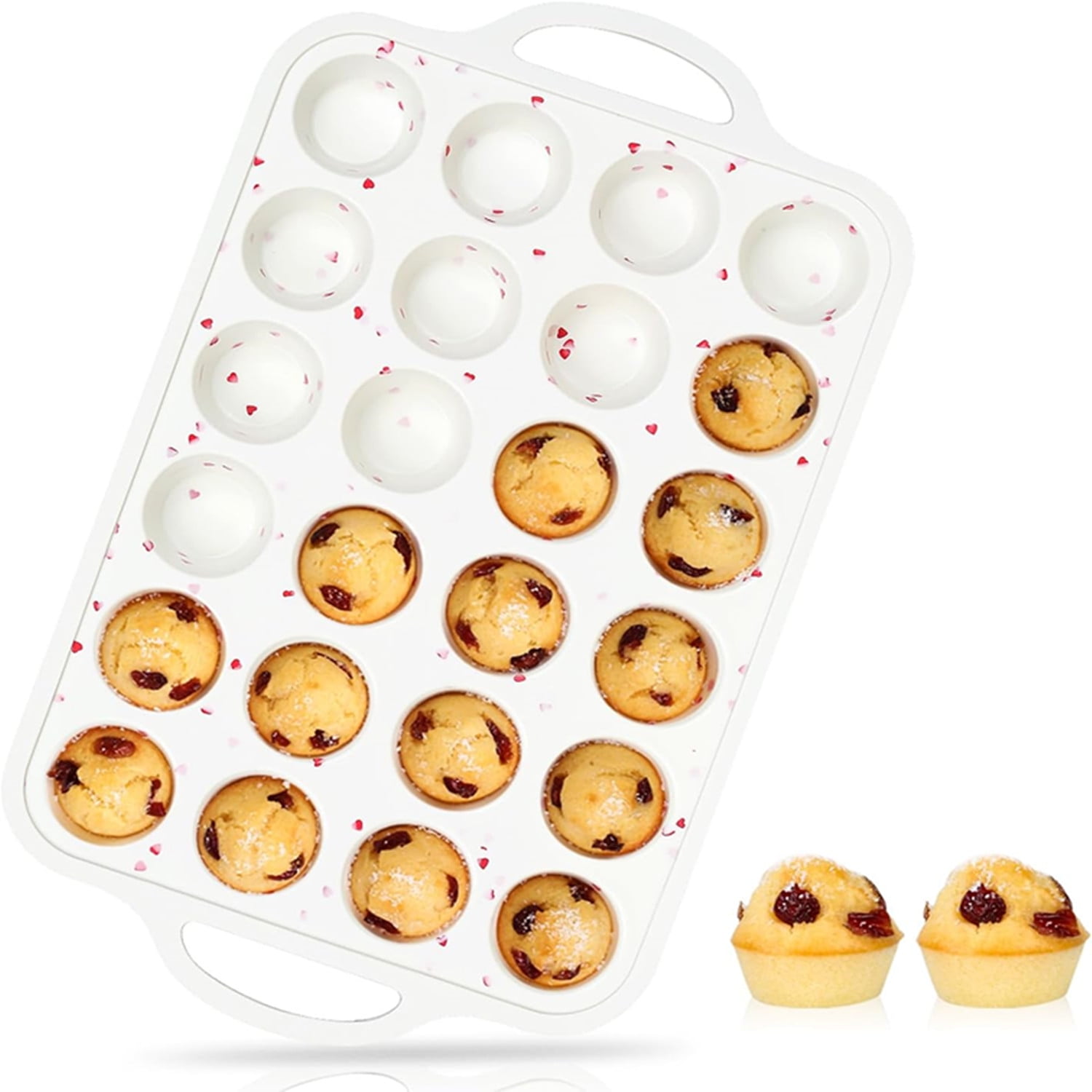 "Kettion Silicone Mini Muffin Pan, Nonstick 24 Cups Baking Mold with ...