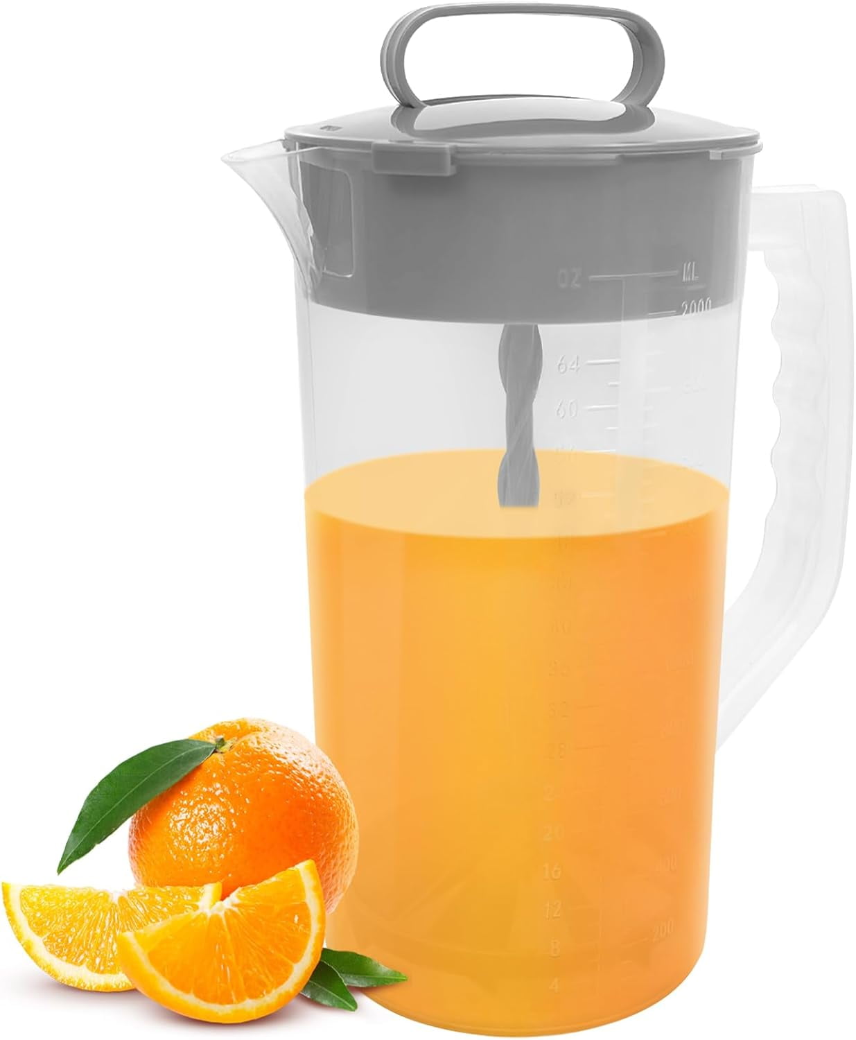 1 Pack Mixing Pitcher for Drinks, 2 Quart/ 64oz Plastic Water Pitcher ...