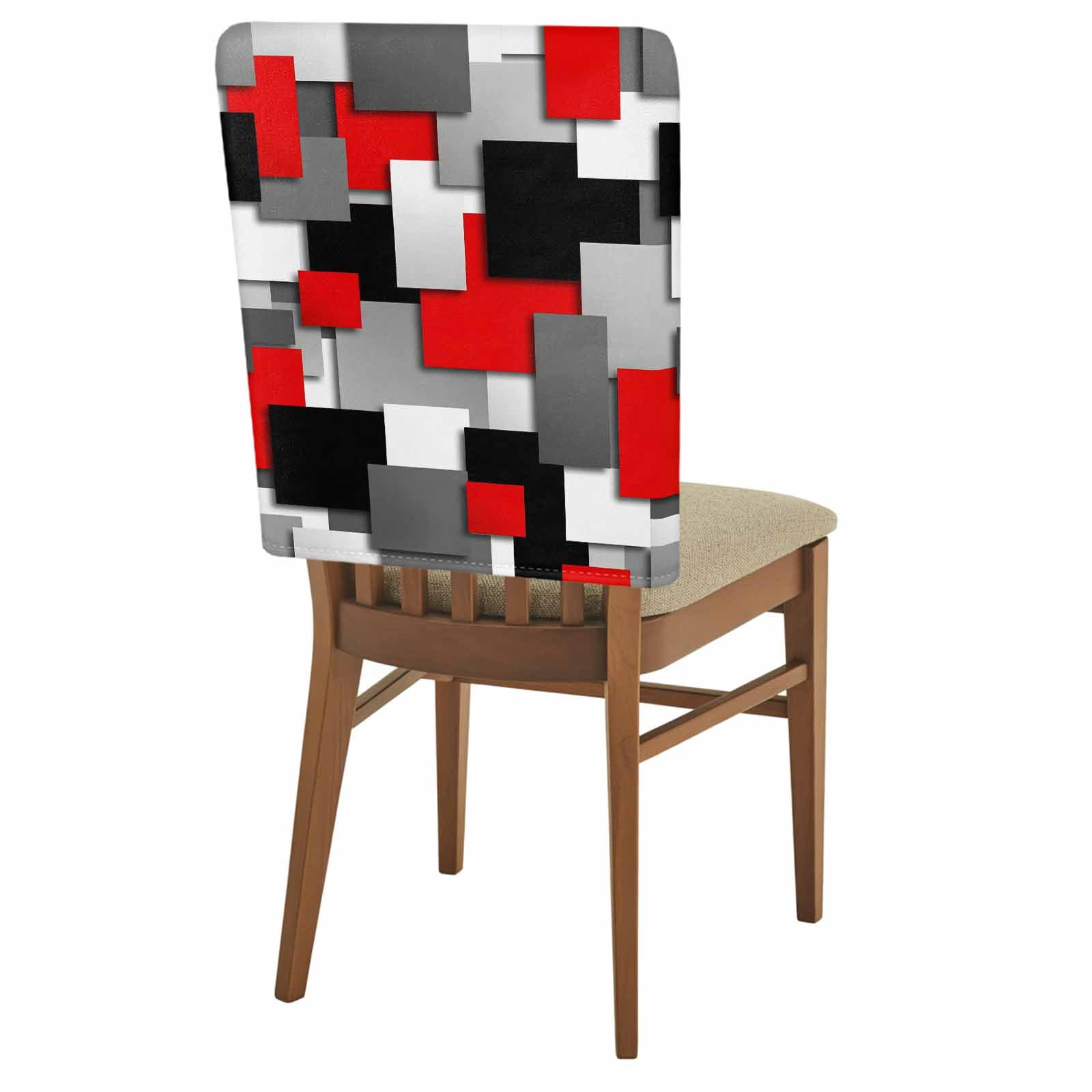 1 Pack Modern Abstract Art Chair Back Covers Red Gray Black Rectangular ...