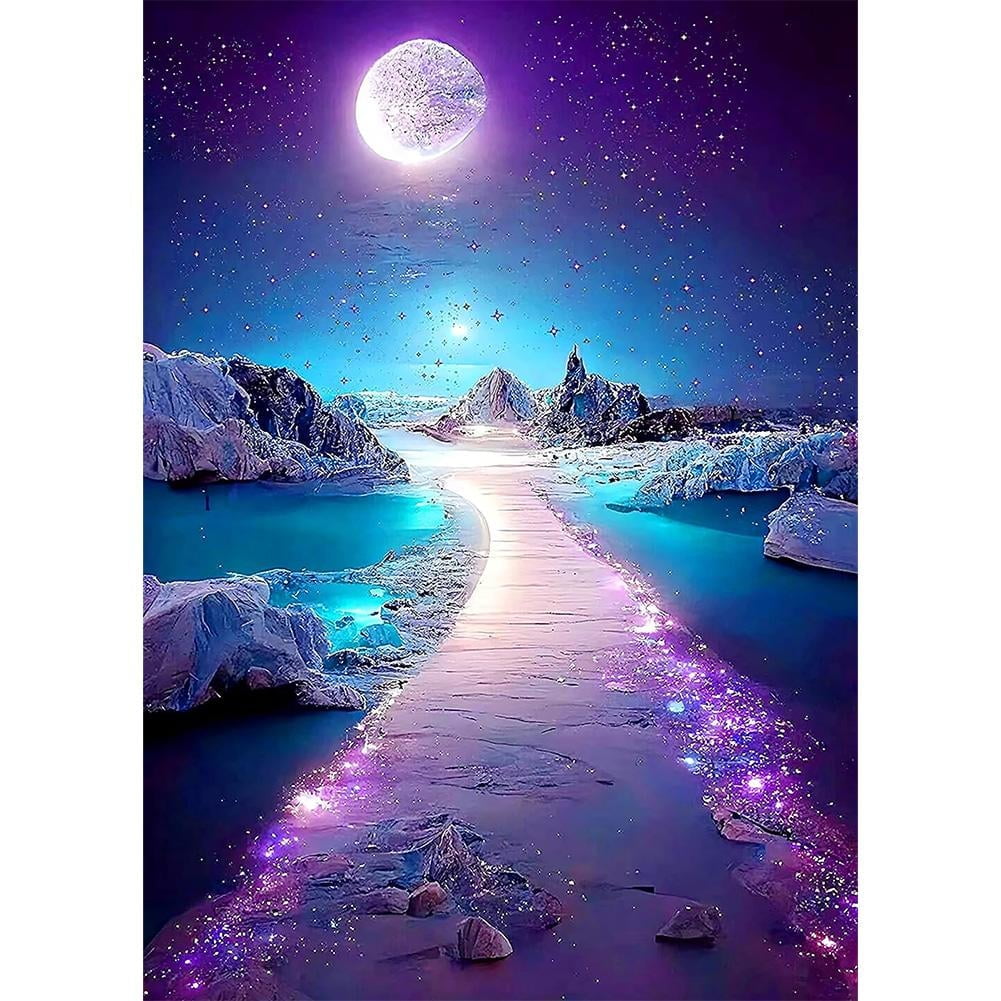 1 Pack Moon Beach Diamond Art Kit for Adults, Frameless DIY Moonlight ...