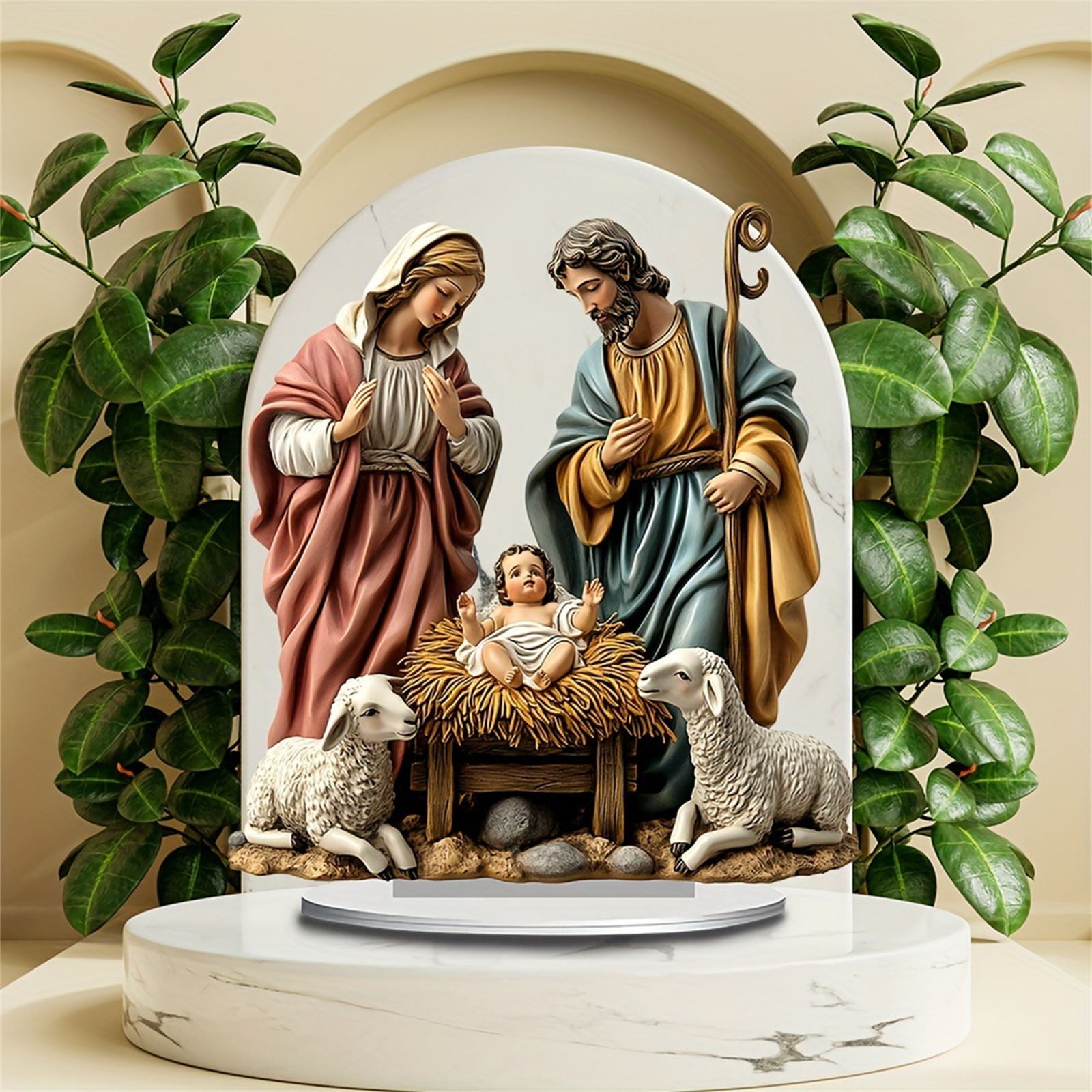 1 Pack Nativity Scene Standee, Gold Jesus Birth Statue, 8.7 inch, 2D ...