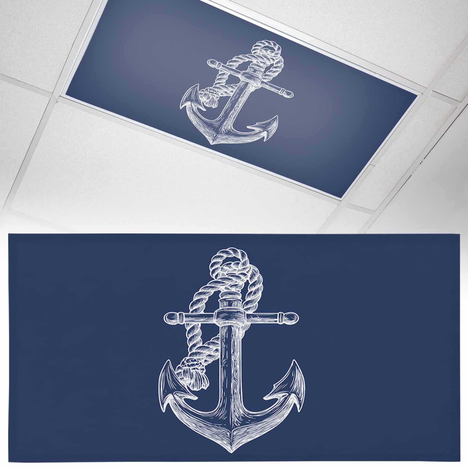 1 Pack Nautical Anchor Fluorescent Light Covers for Ceiling Lights Rope ...