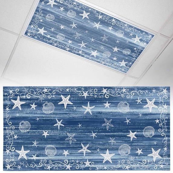 1 Pack Navy Blue Coastal Fluorescent Light Covers for Ceiling Lights ...