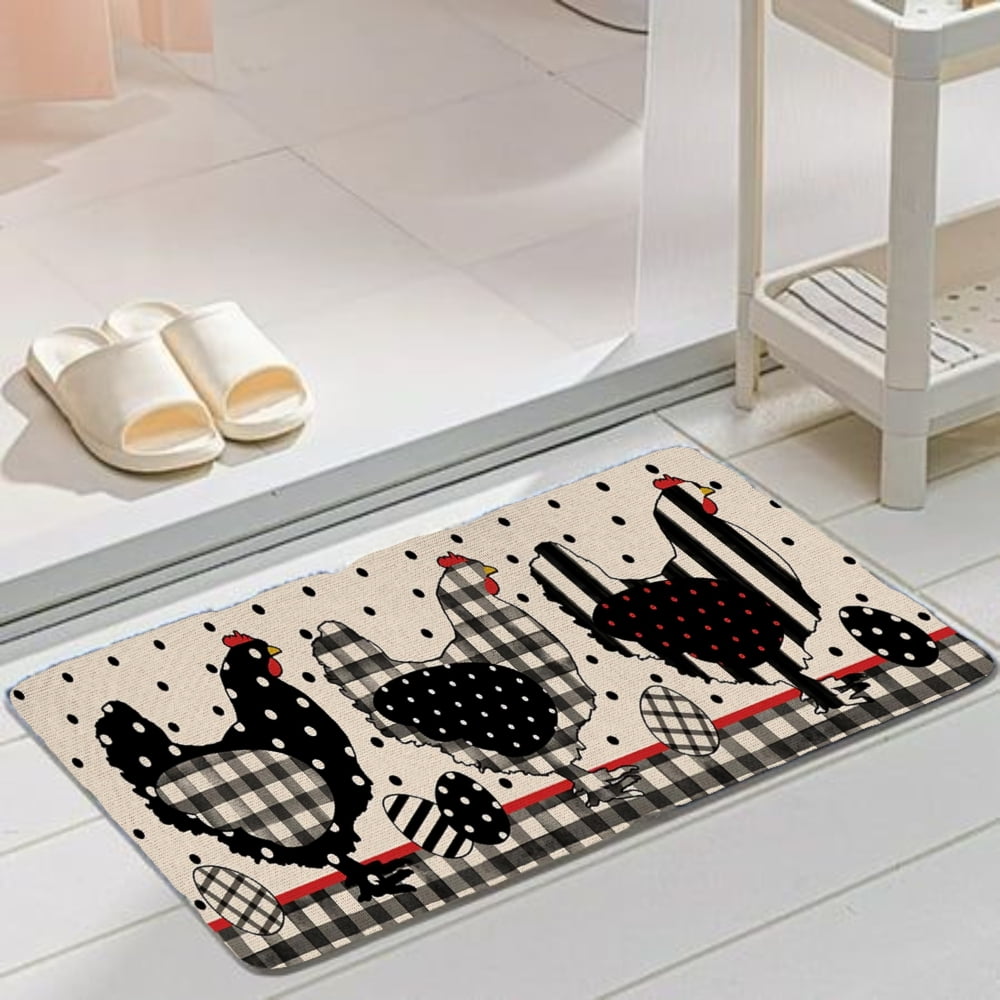 1 Pack Non-Slip Diatomite Bath Mat, bathroom rugs Black And White Geese ...