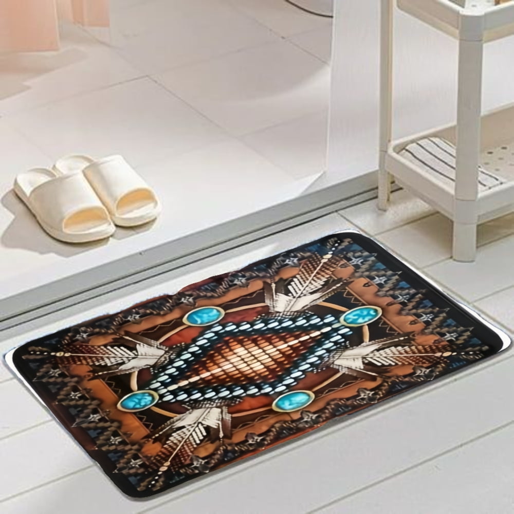 1 Pack Non-Slip Diatomite Bath Mat, bathroom rugs Design With Feathers ...