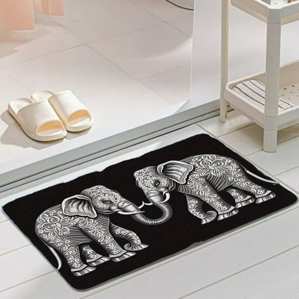 1 Pack Non-Slip Diatomite Bath Mat, bathroom rugs Elephant Design On ...