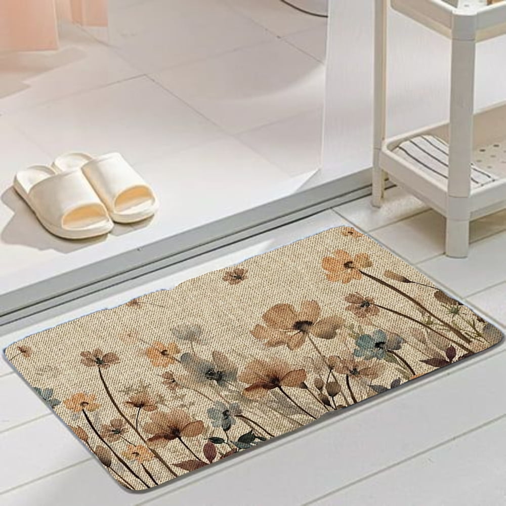 1 Pack Non-Slip Diatomite Bath Mat, bathroom rugs Floral Design On ...