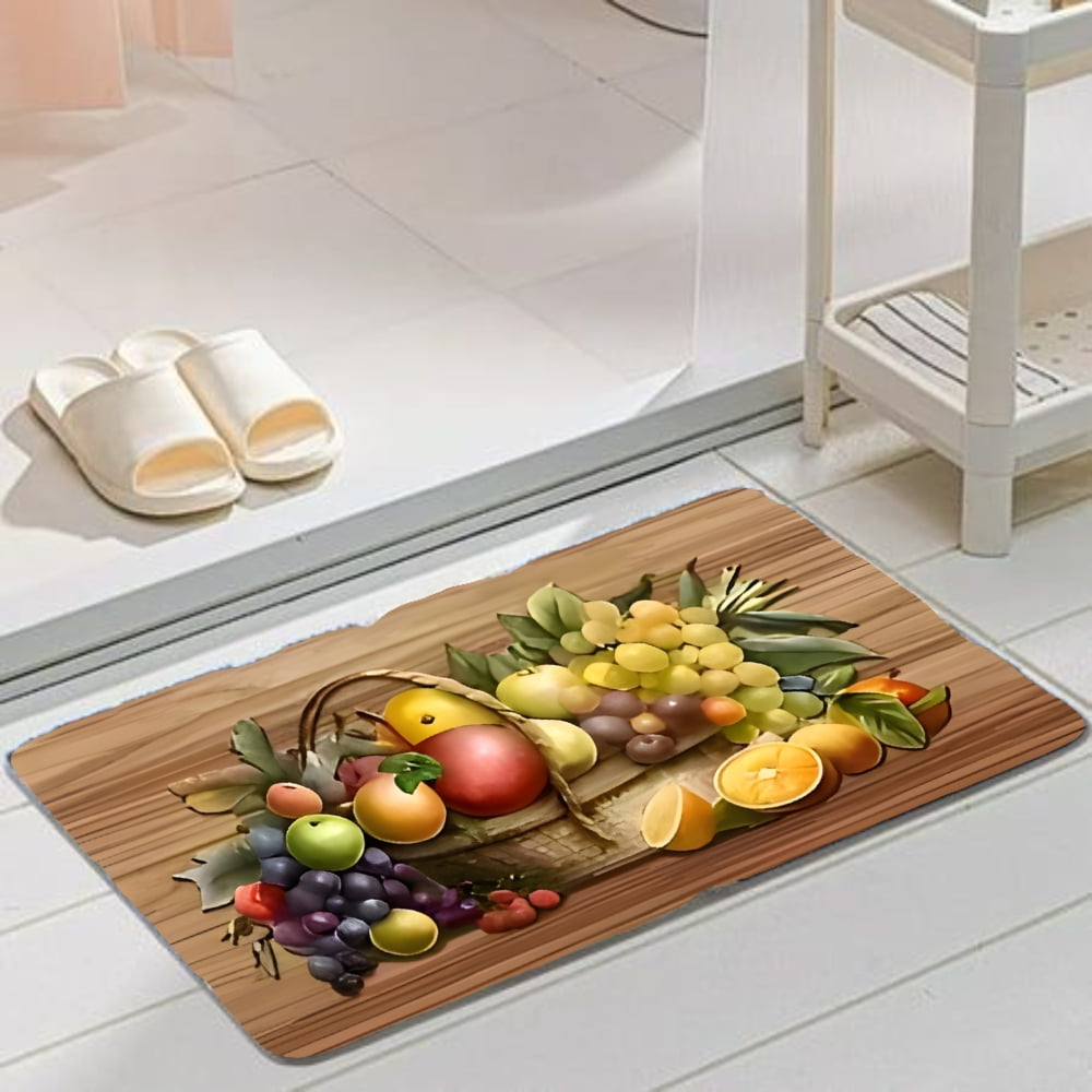 1 Pack Non-Slip Diatomite Bath Mat, bathroom rugs Fruit Basket On ...