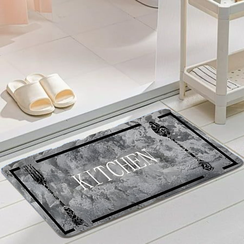 1 Pack Non-Slip Diatomite Bath Mat, bathroom rugs Kitchen Word With ...