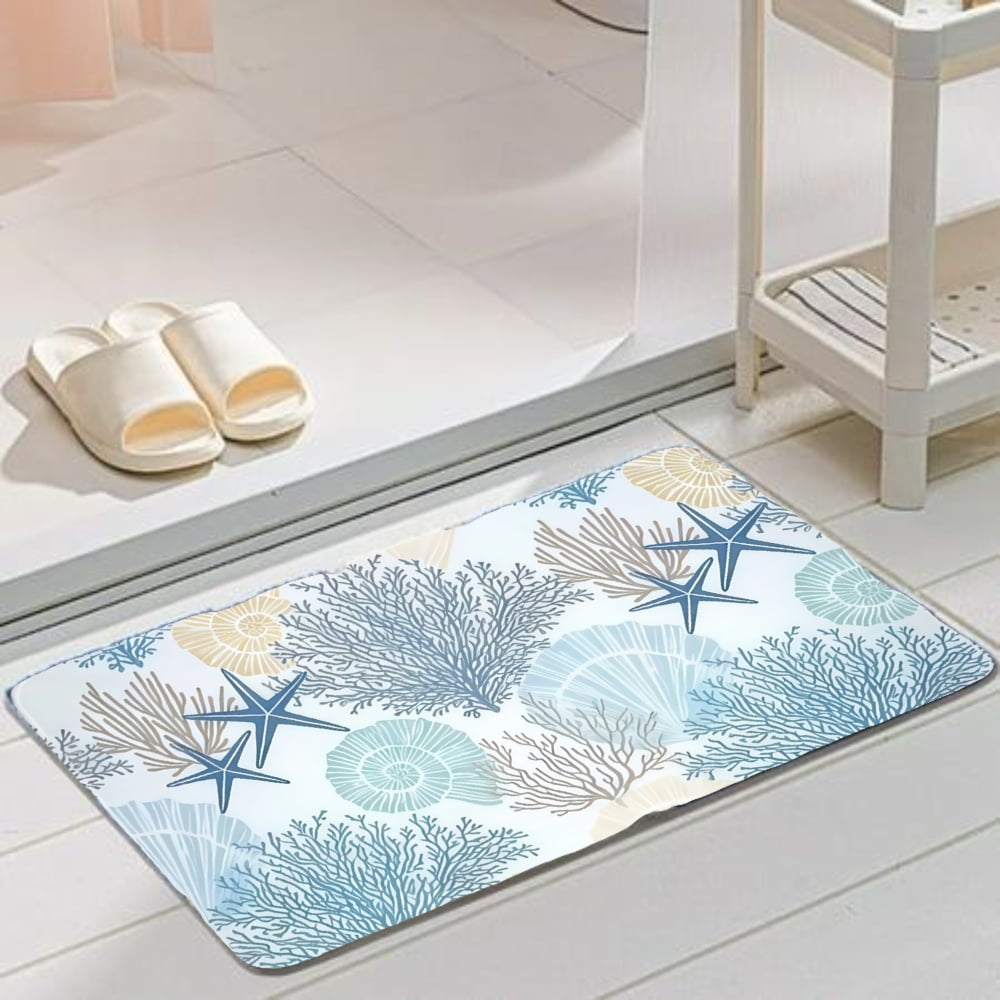 1 Pack Non-Slip Diatomite Bath Mat, bathroom rugs Marine Life With ...