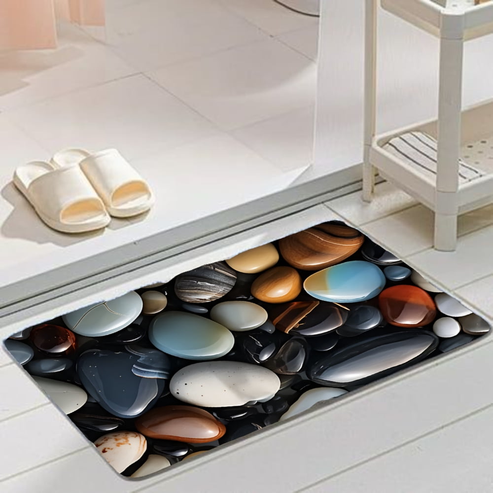 1 Pack Non-Slip Diatomite Bath Mat, bathroom rugs Smooth Stones In ...