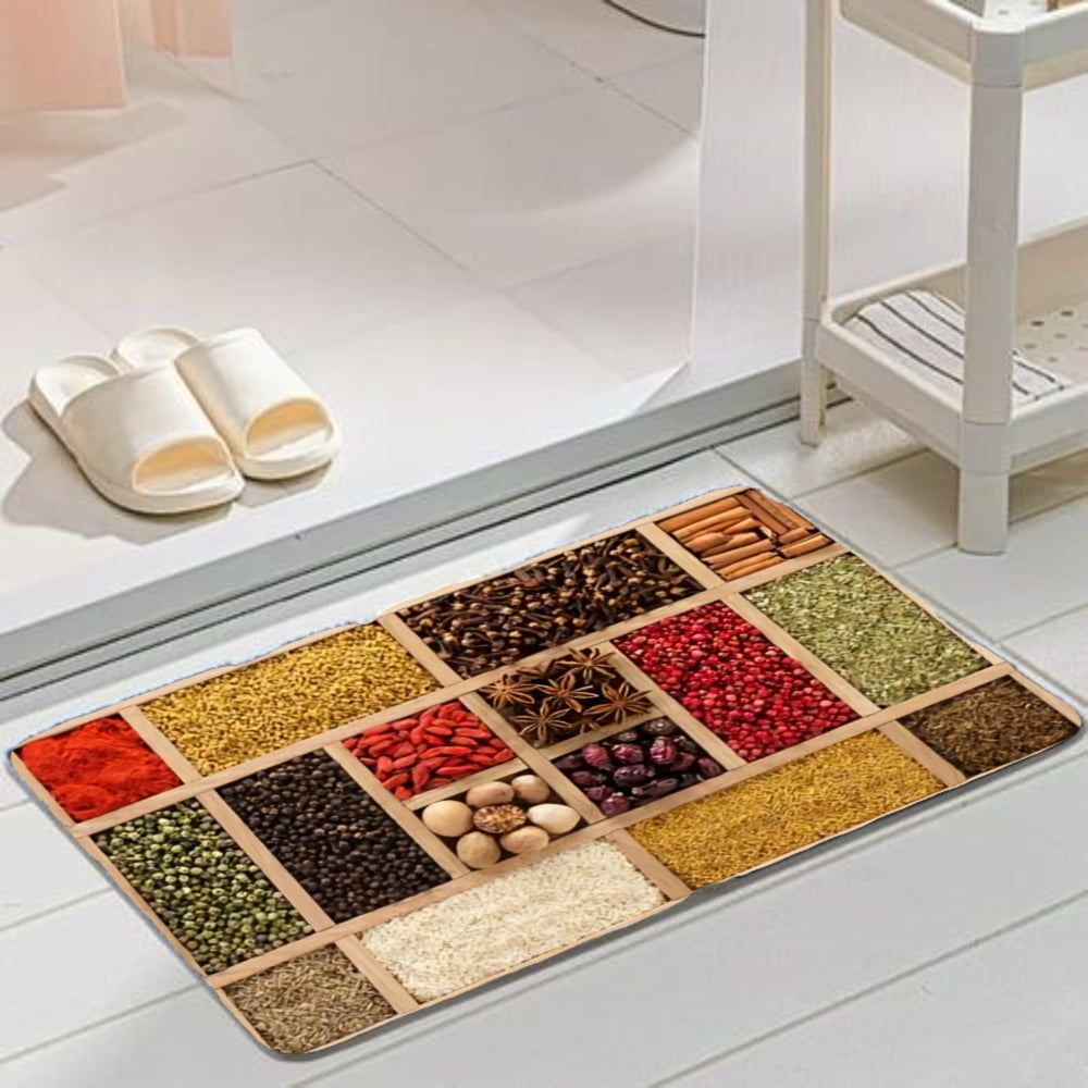 1 Pack Non-Slip Diatomite Bath Mat, bathroom rugs Spices Arranged In ...