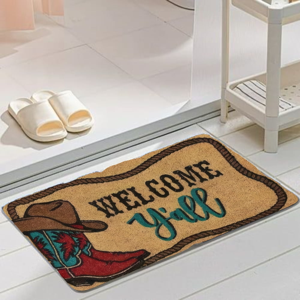 1 Pack Non-Slip Diatomite Bath Mat, bathroom rugs Welcome Yall Cowboy ...