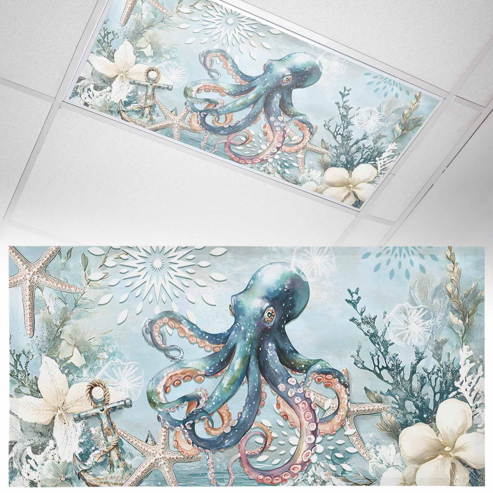 1 Pack Ocean Octopus Fluorescent Light Covers for Ceiling Lights ...