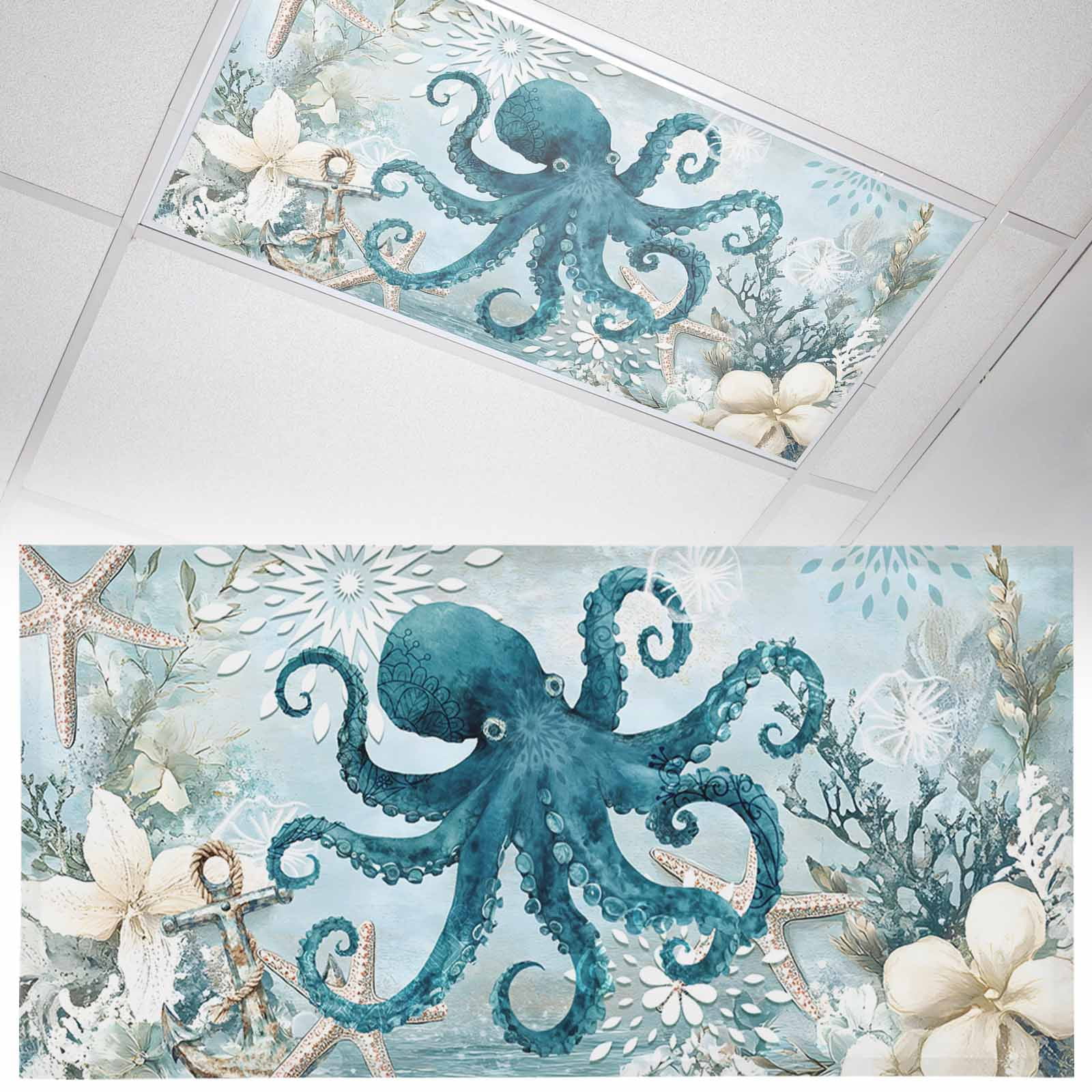 1 Pack Ocean Octopus Starfish Anchor Fluorescent Light Covers for ...