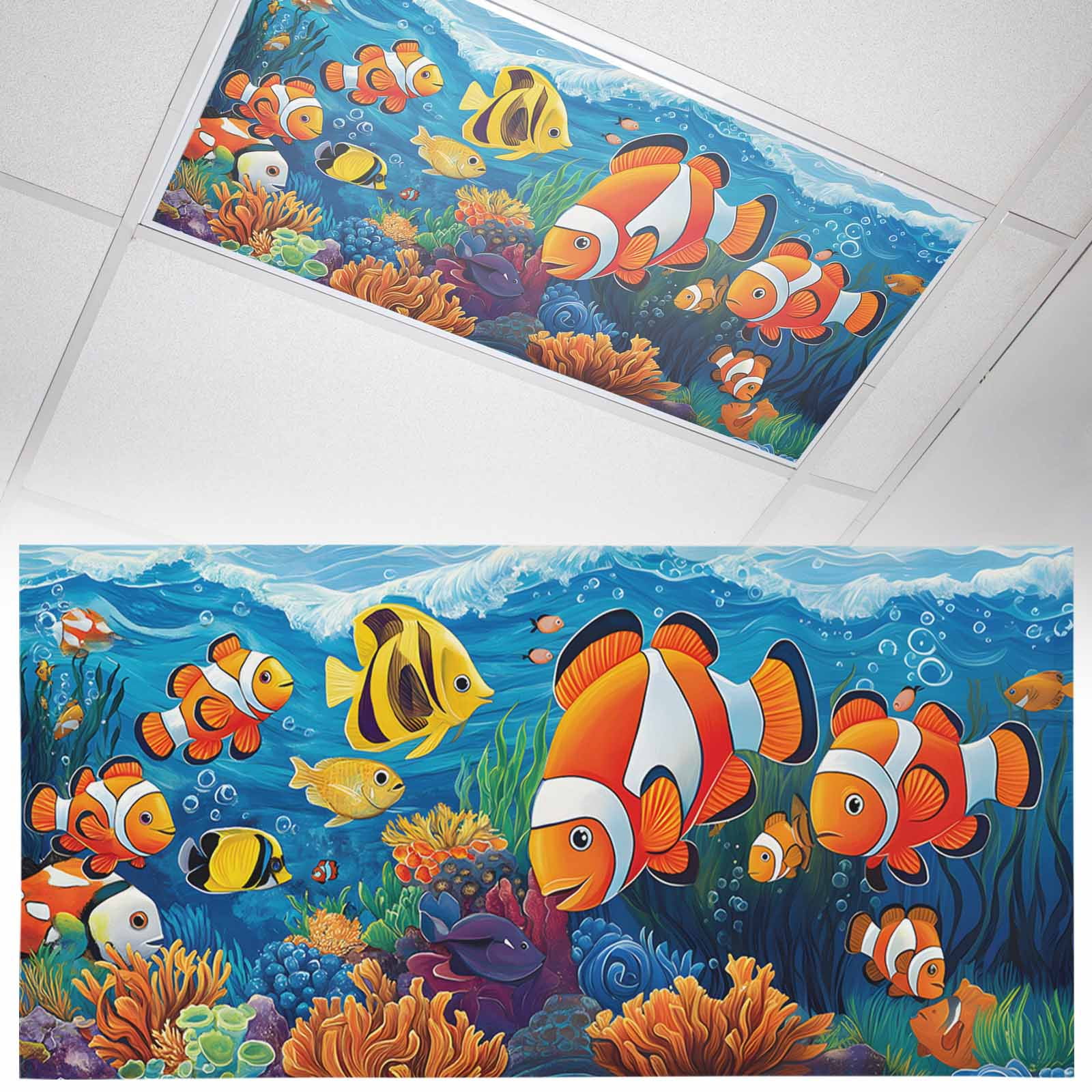 1 Pack Ocean Tropical Fluorescent Light Covers for Ceiling Lights ...