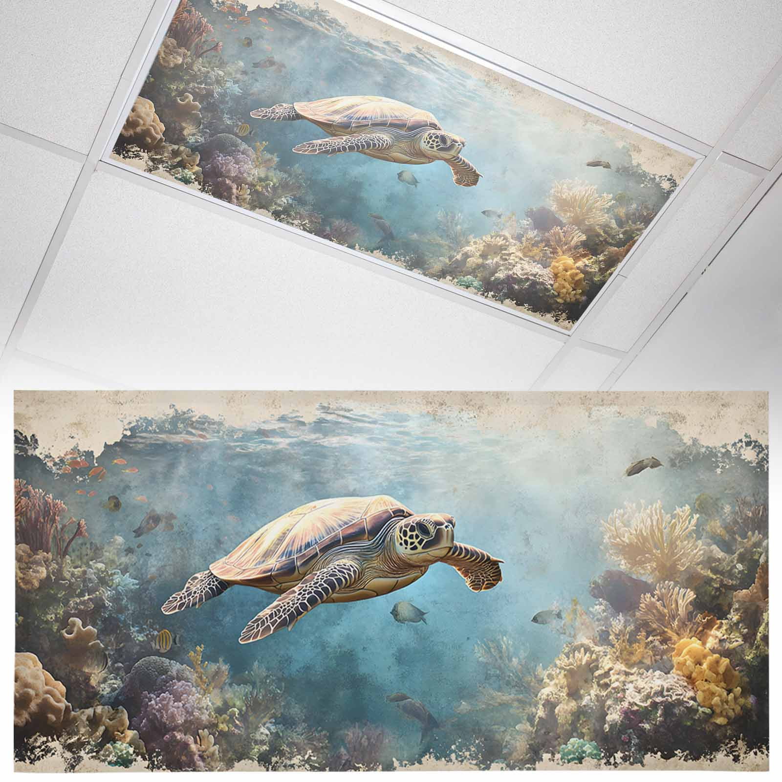 1 Pack Ocean Turtle Fluorescent Light Covers for Ceiling Lights Coral ...