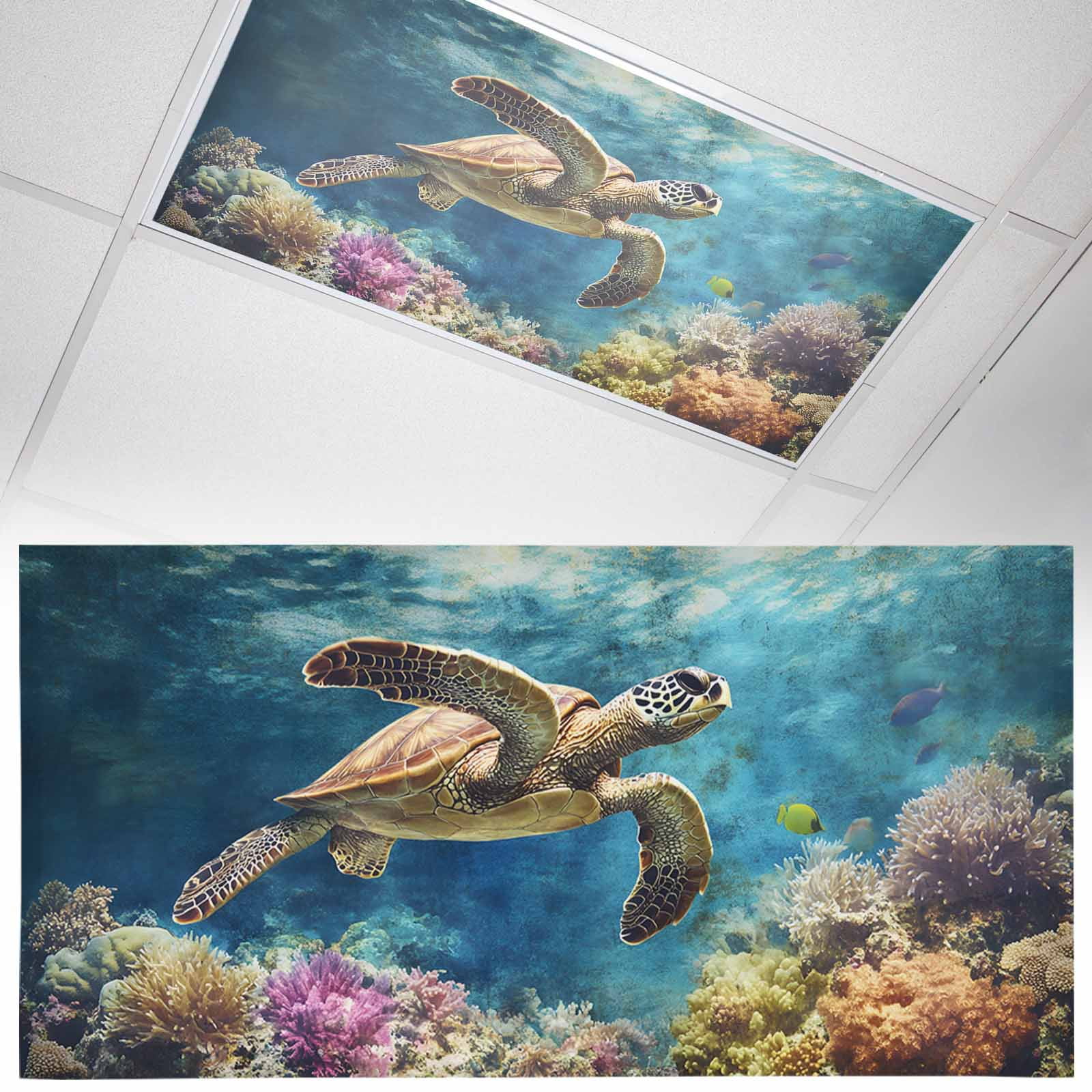 1 Pack Ocean Turtle Fluorescent Light Covers for Ceiling Lights Coral ...