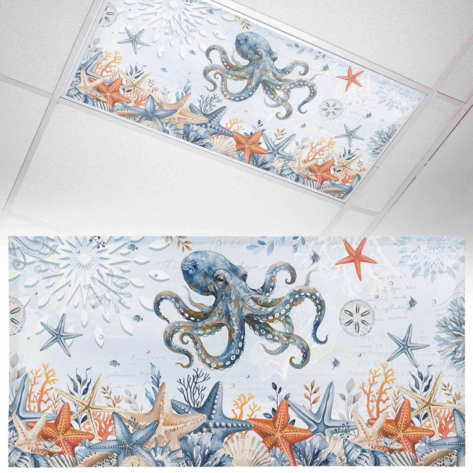 1 Pack Oceans Marine Life Fluorescent Light Covers for Ceiling Lights ...