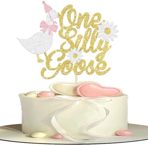 1 Pack One Silly Goose Cake Topper Goose 1st Birthday Cake Decorations ...