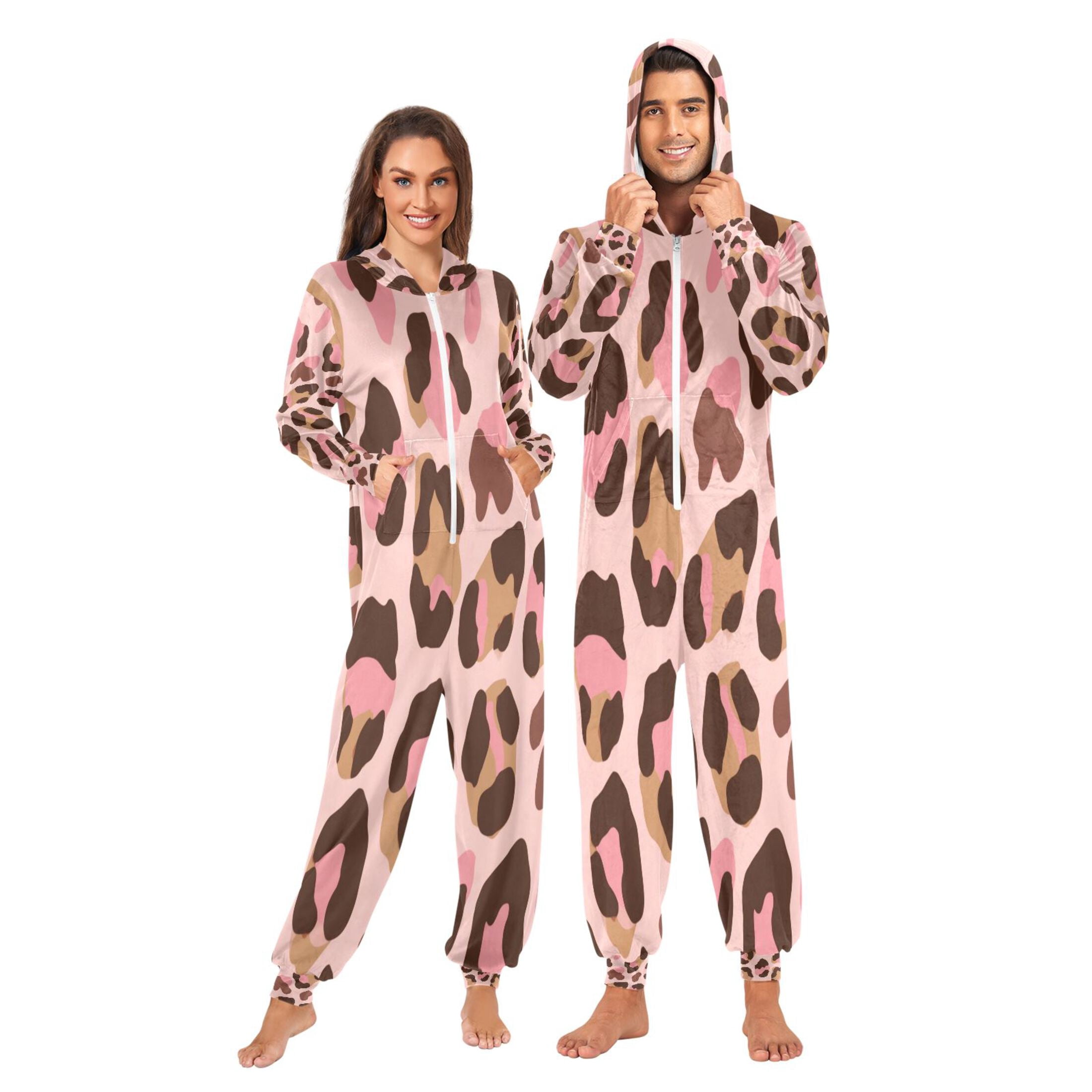 1-Pack Onesie Adult Hooded Pajamas, Soft Fleece Full Zip One Piece ...