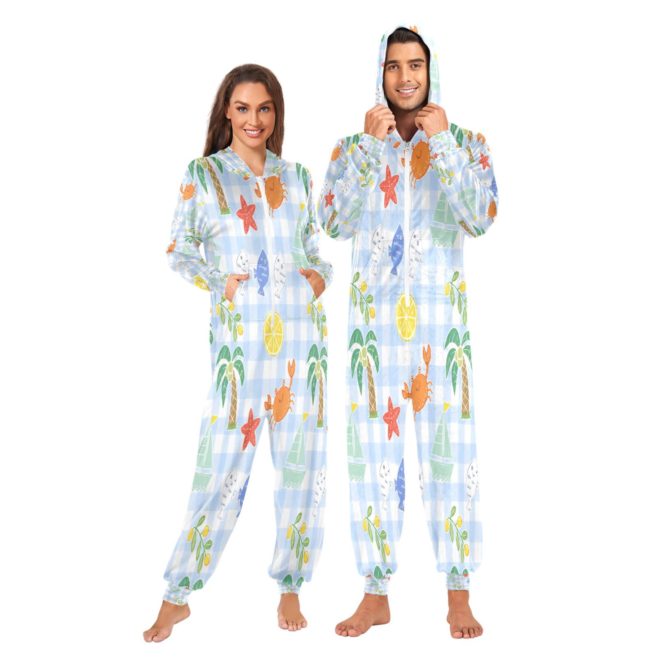 1-Pack Onesie Adult Hooded Pajamas, Soft Fleece Full Zip One Piece ...