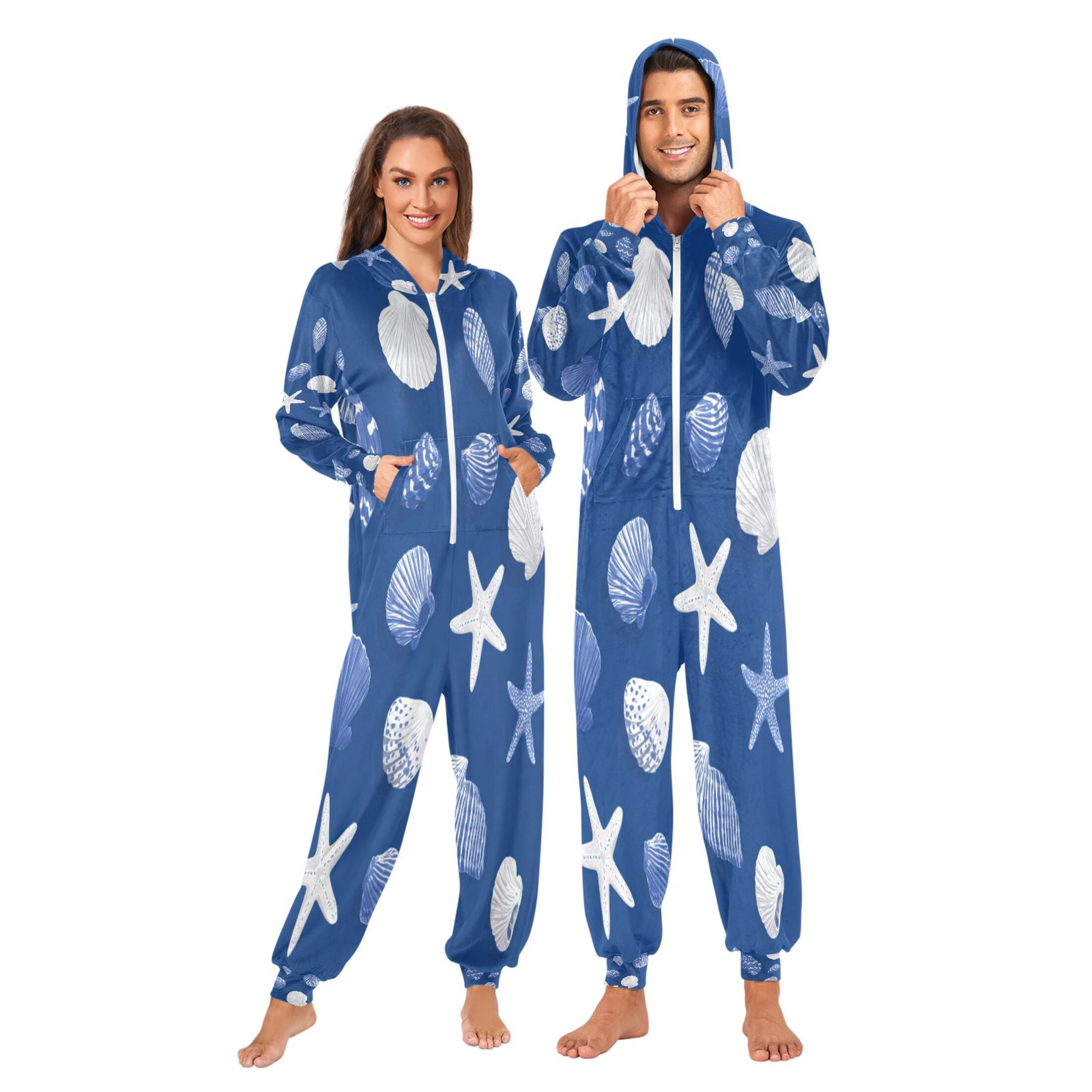 1-Pack Onesie Adult Hooded Pajamas, Soft Fleece Full Zip One Piece ...