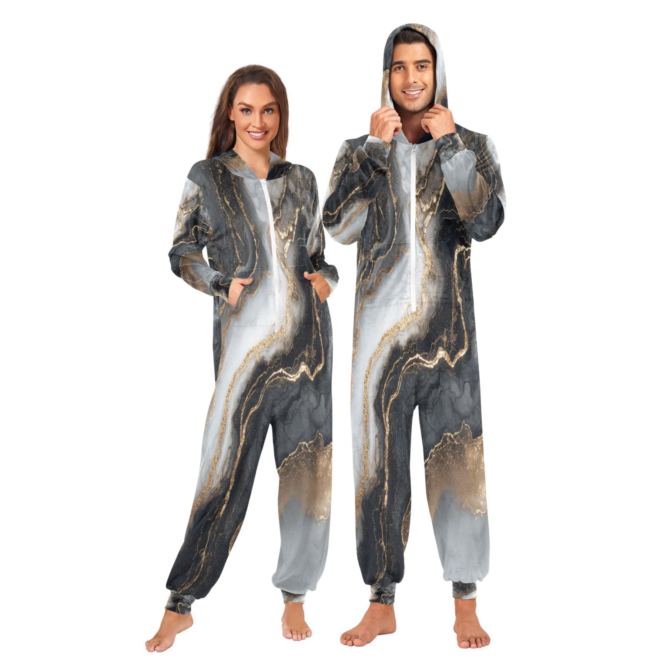 1-Pack Onesie Adult Hooded Pajamas, Soft Fleece Full Zip One Piece ...