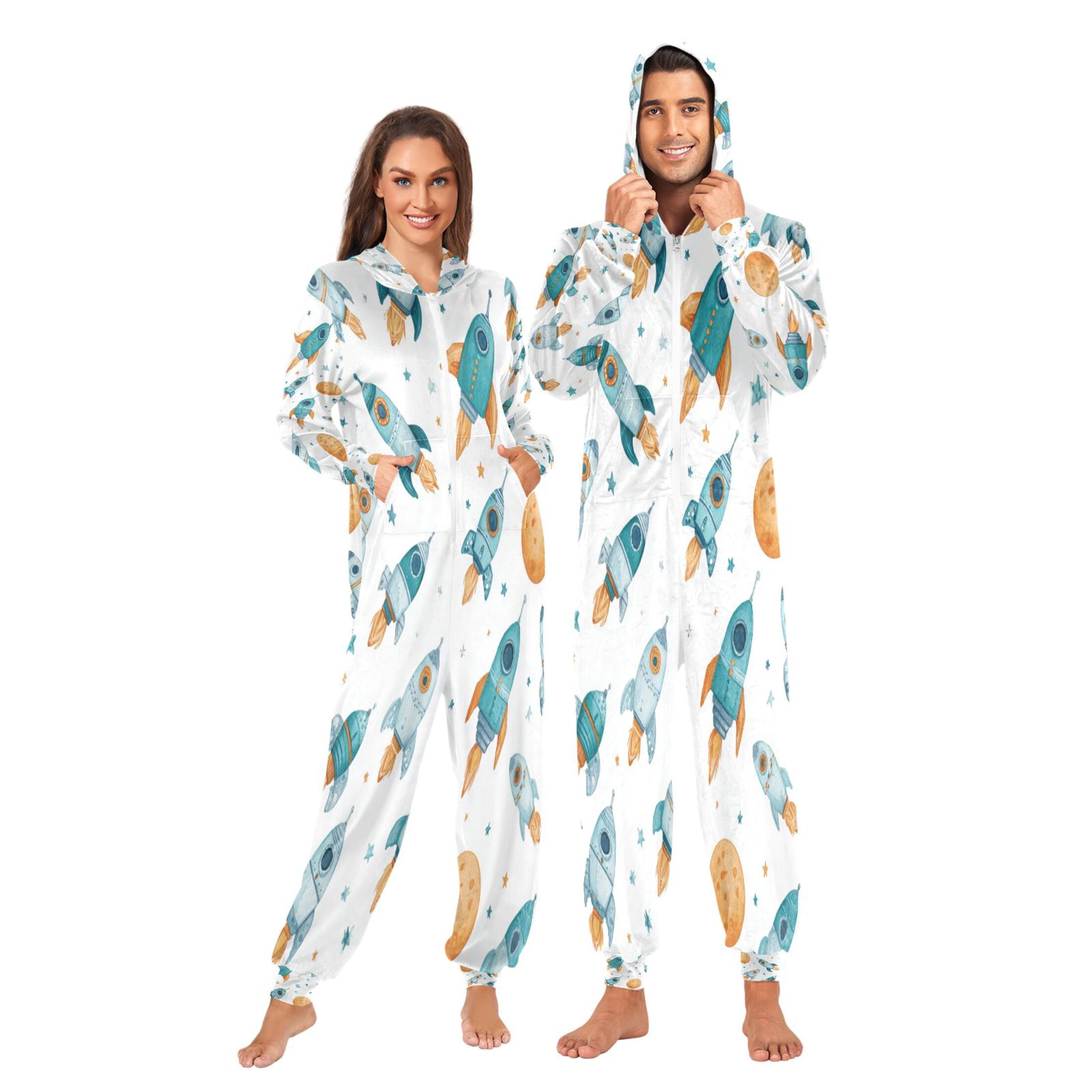 1-Pack Onesie Adult Hooded Pajamas, Soft Fleece Full Zip One Piece ...