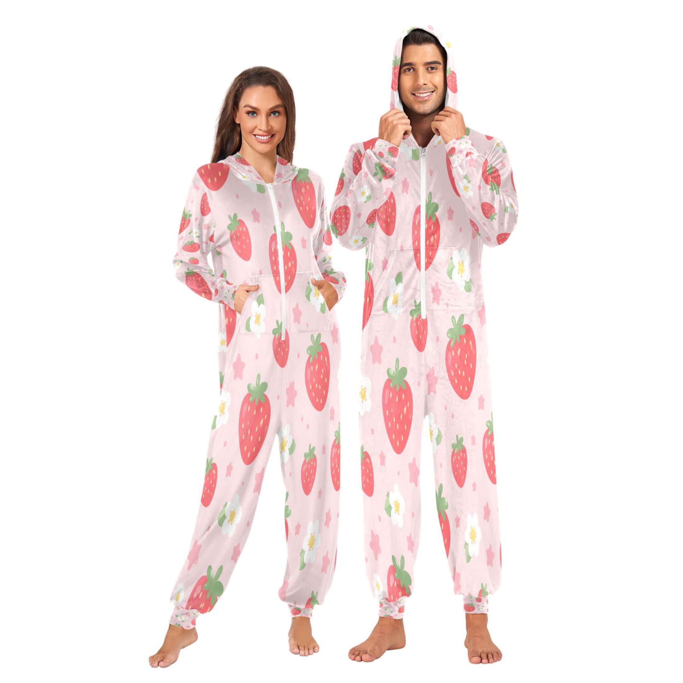 1-Pack Onesie Adult Hooded Pajamas, Soft Fleece Full Zip One Piece ...