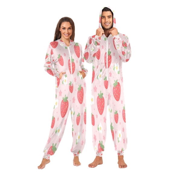 1-Pack Onesie Adult Hooded Pajamas, Soft Fleece Full Zip One Piece ...