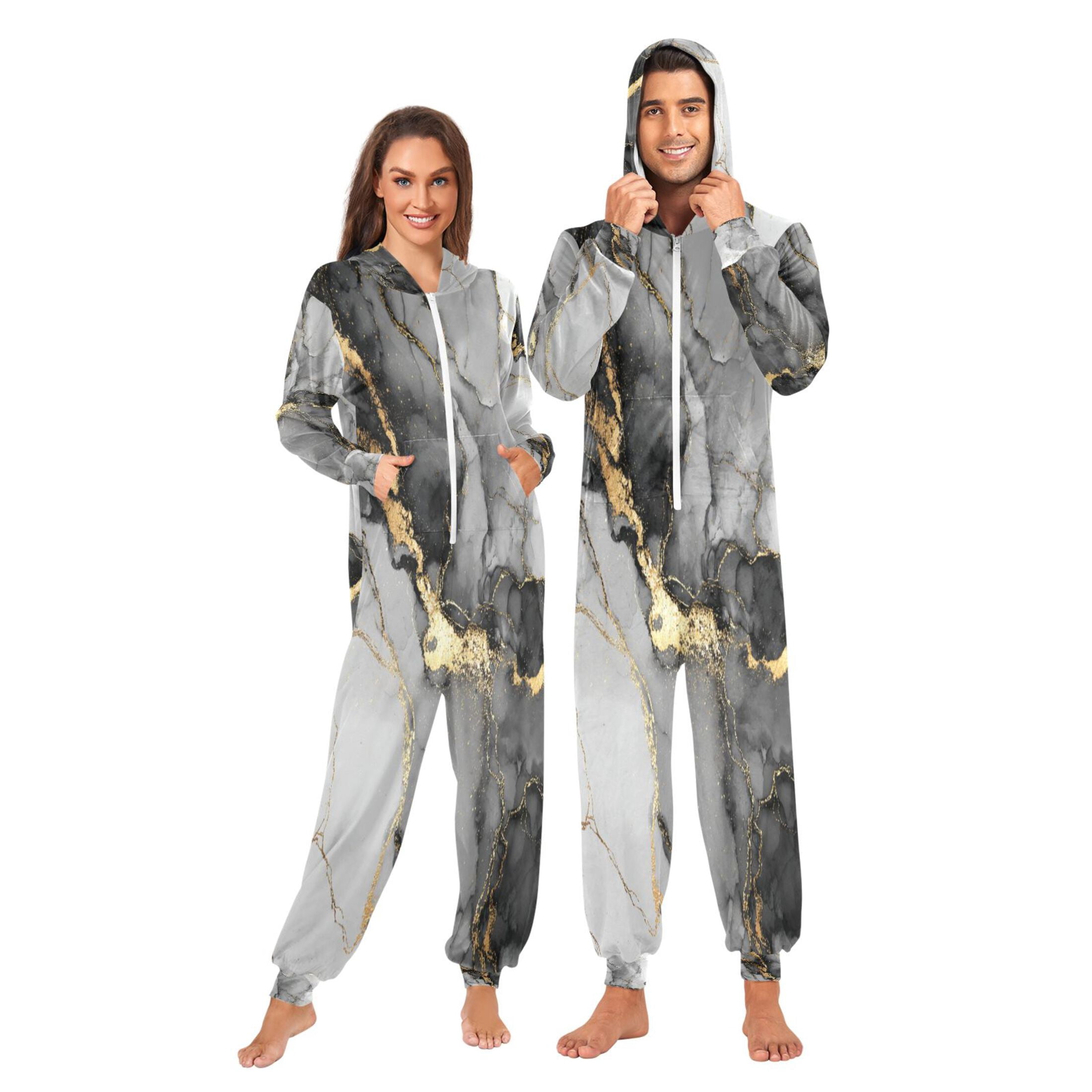1-Pack Onesie Adult Hooded Pajamas, Soft Fleece Full Zip One Piece ...