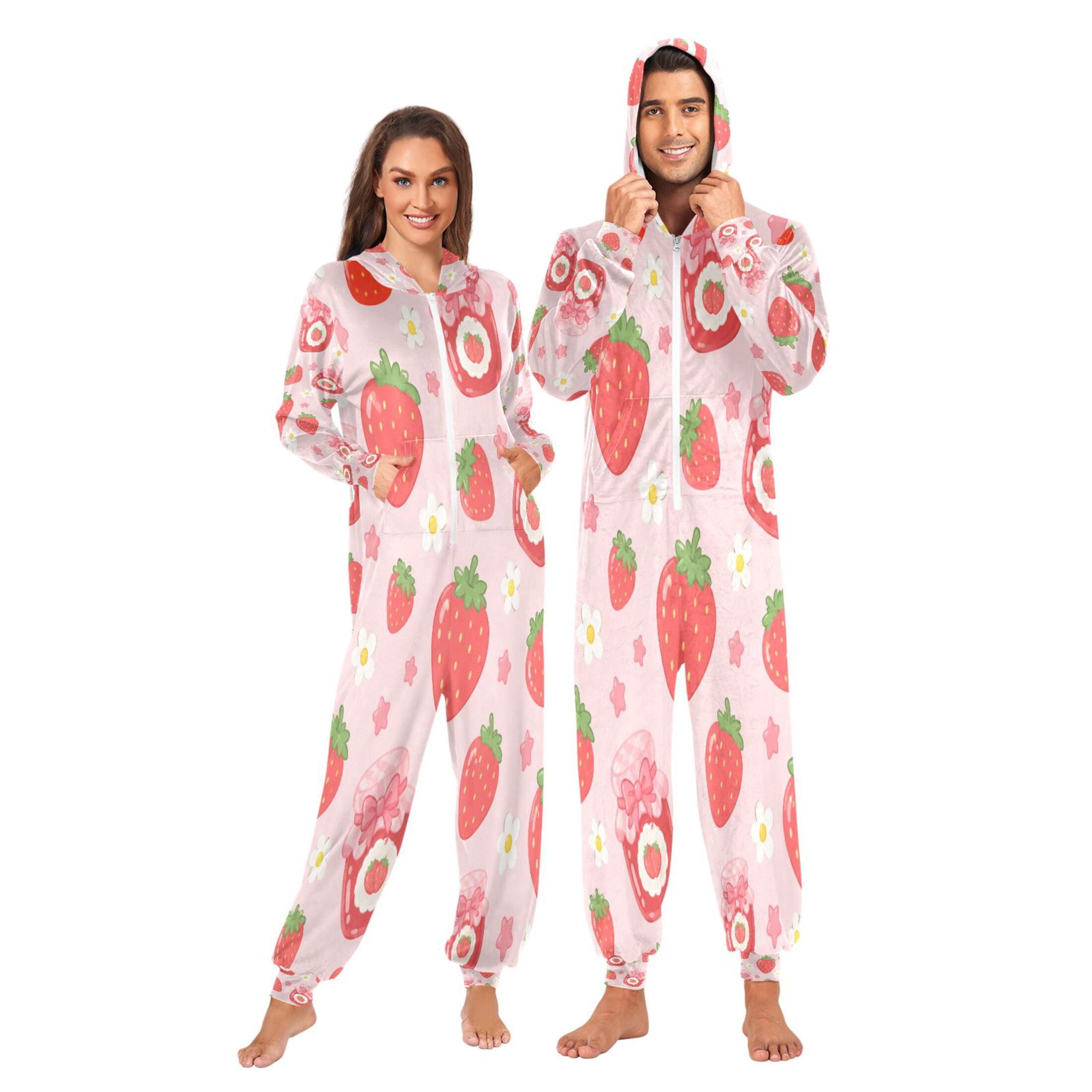 1-Pack Onesie Adult Hooded Pajamas, Soft Fleece Full Zip One Piece ...