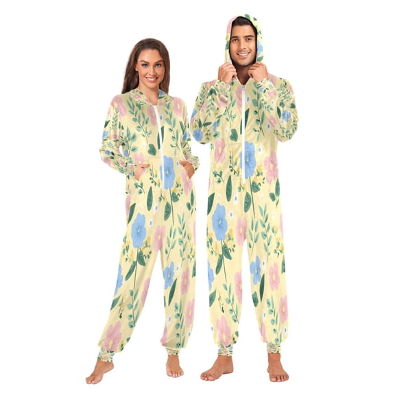1-Pack Onesie Adult Hooded Pajamas, Soft Fleece Full Zip One Piece ...