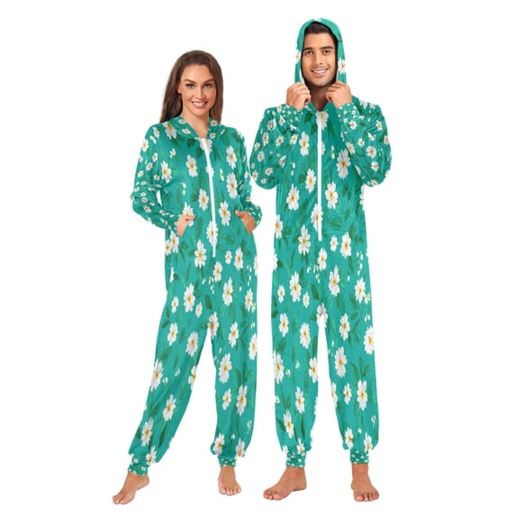 1-Pack Onesie Adult Hooded Pajamas, Soft Fleece Full Zip One Piece ...