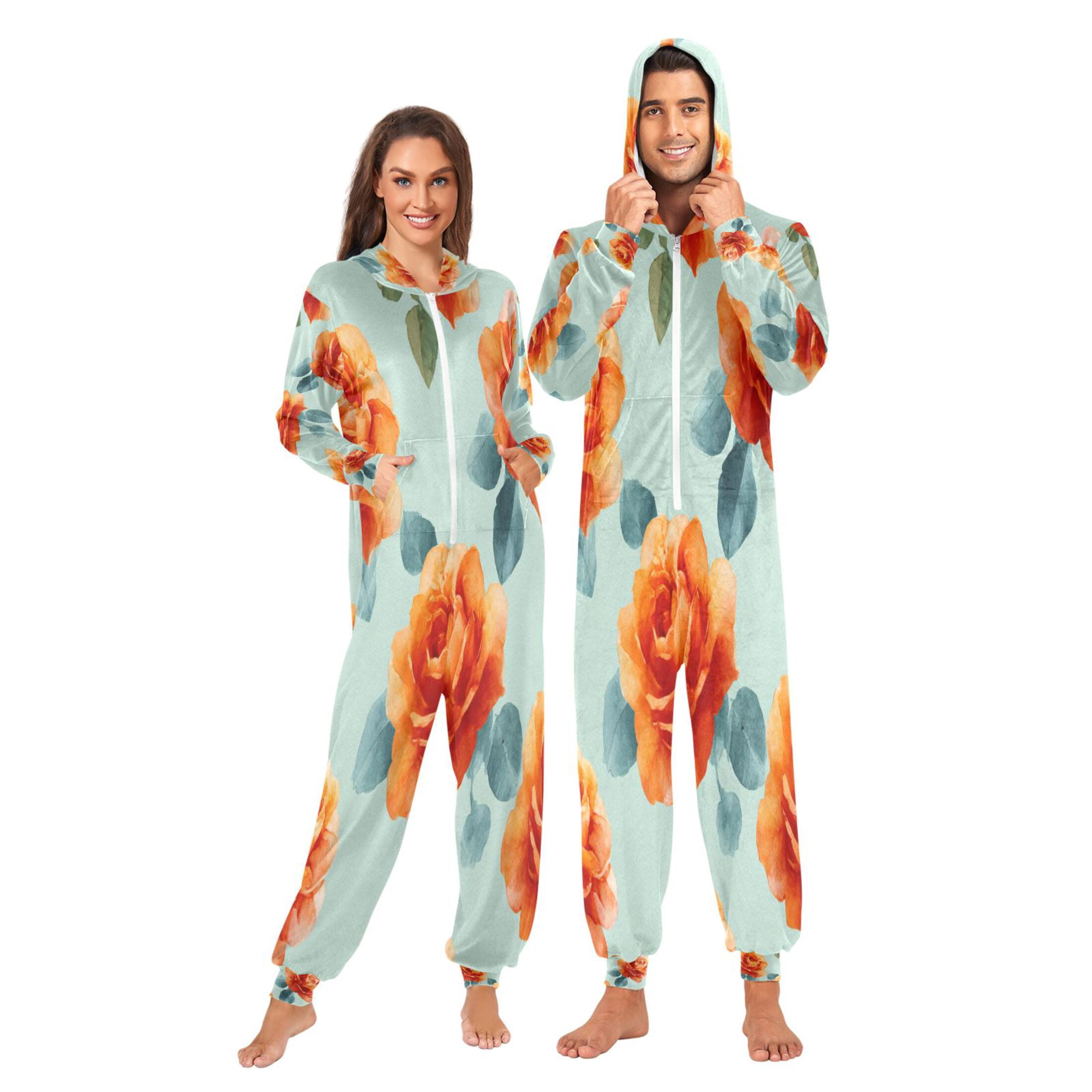 1-Pack Onesie Adult Hooded Pajamas, Soft Fleece Full Zip One Piece ...