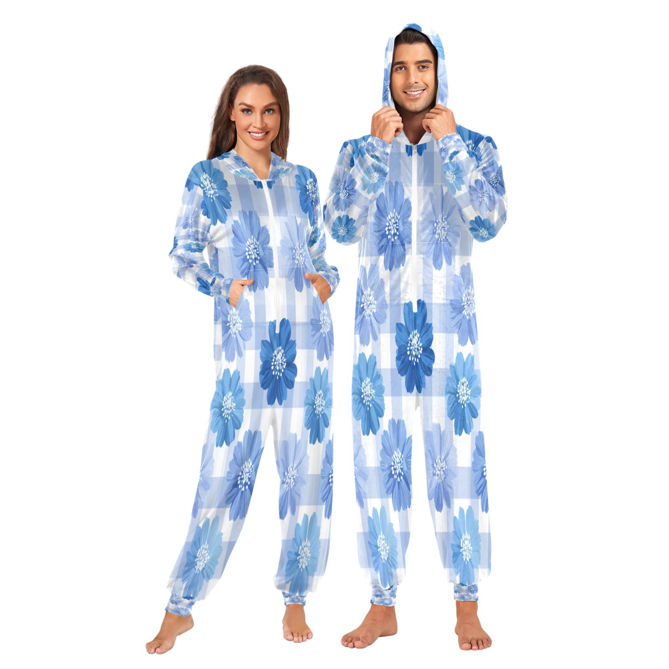 1-Pack Onesie Adult Hooded Pajamas, Soft Fleece Full Zip One Piece ...