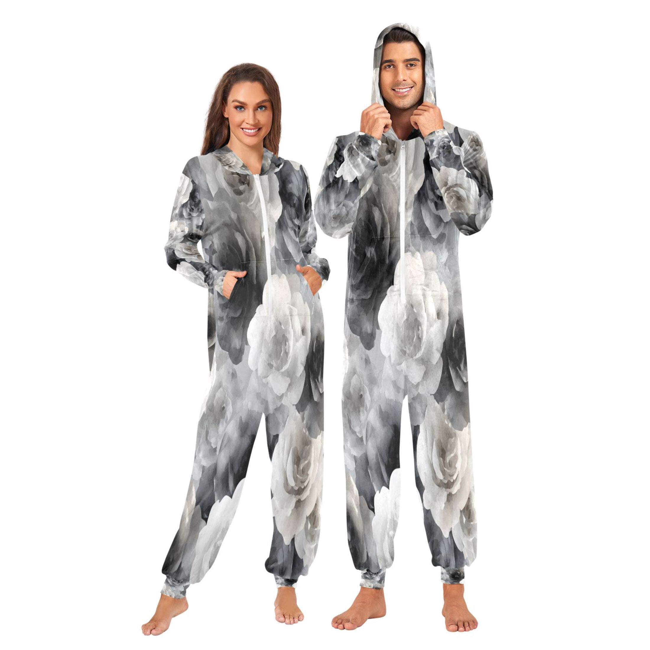 1-Pack Onesie Adult Hooded Pajamas, Soft Fleece Full Zip One Piece ...