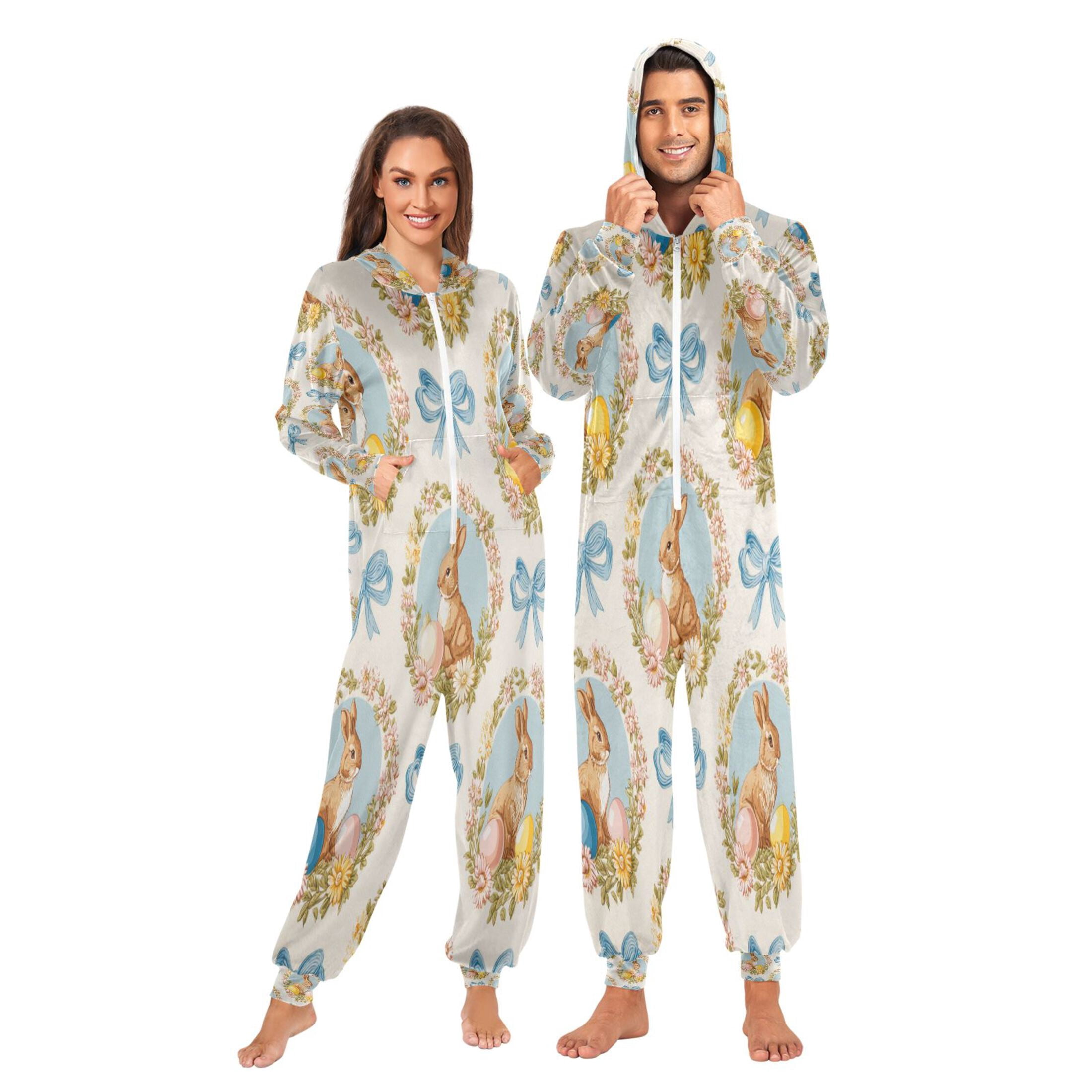 1-Pack Onesie Adult Hooded Pajamas, Soft Fleece Full Zip One Piece ...