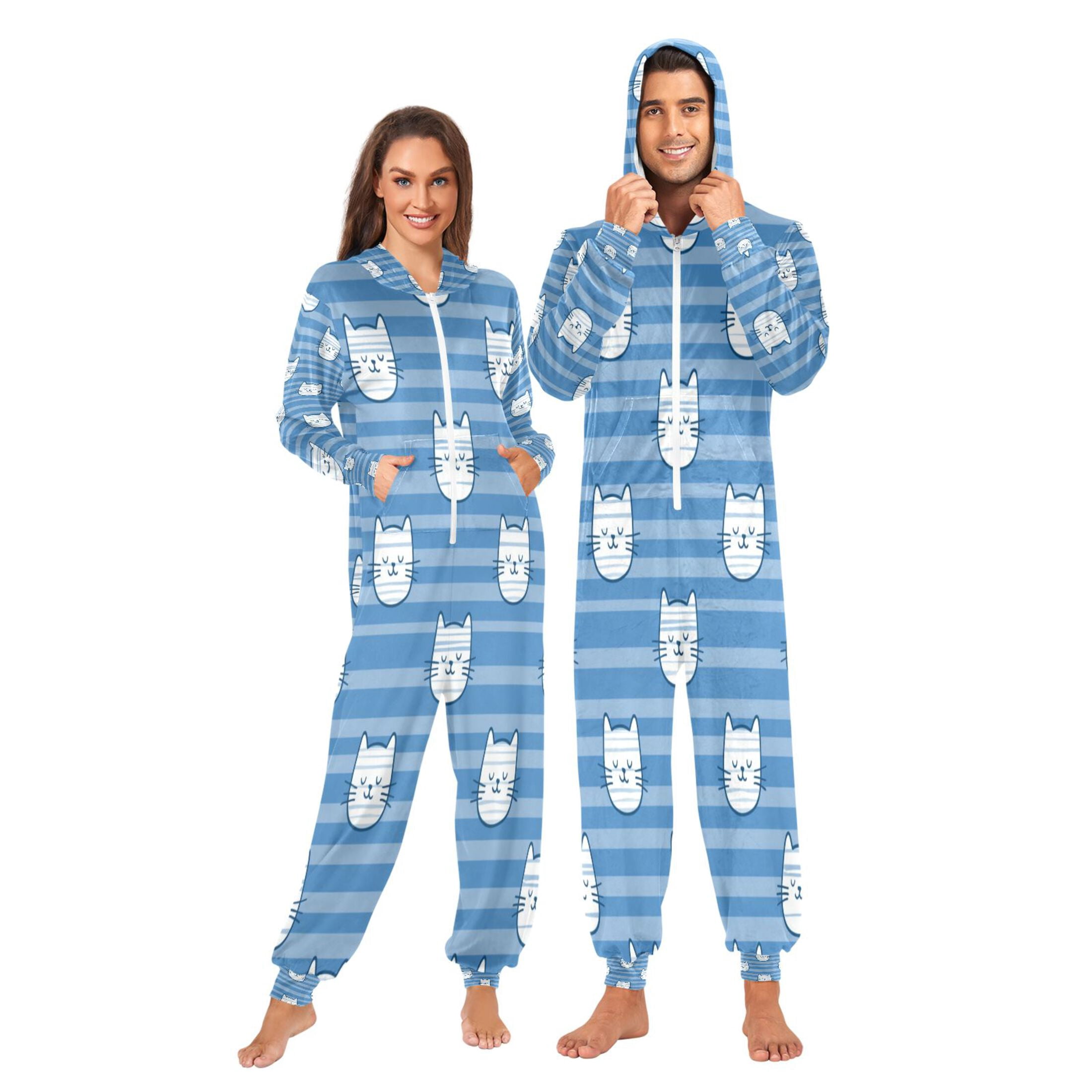 1-Pack Onesie Adult Hooded Pajamas, Soft Fleece Full Zip One Piece ...