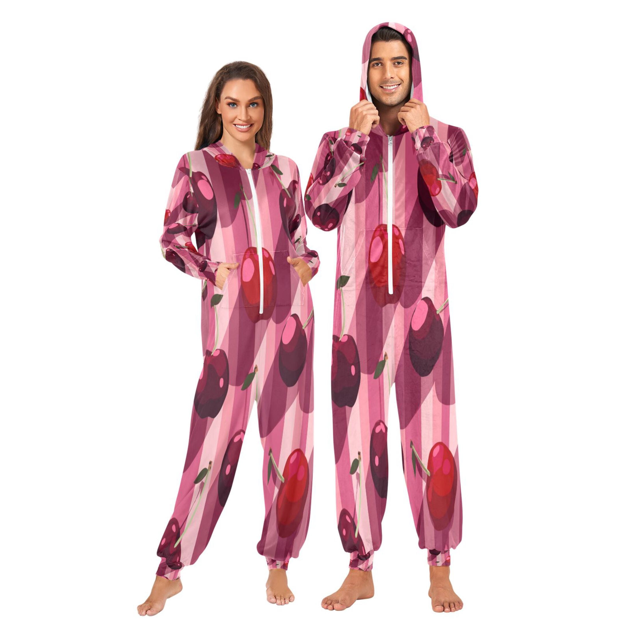 1-Pack Onesie Adult Hooded Pajamas, Soft Fleece Full Zip One Piece ...