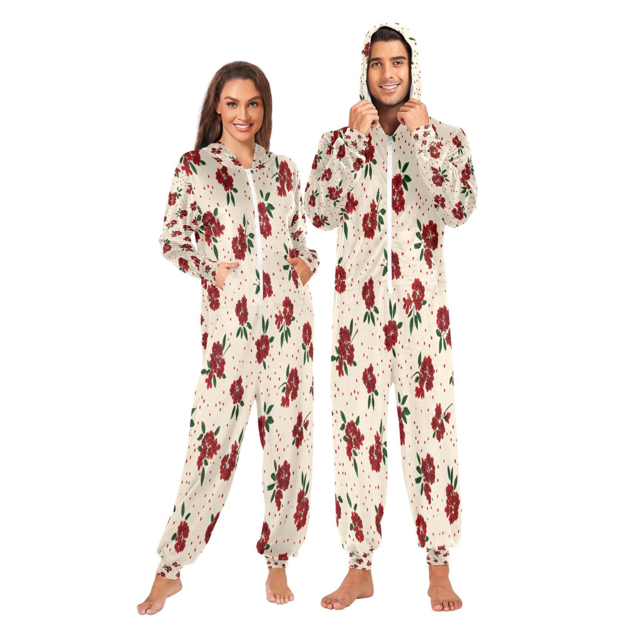 1-Pack Onesie Adult Hooded Pajamas, Soft Fleece Full Zip One Piece ...