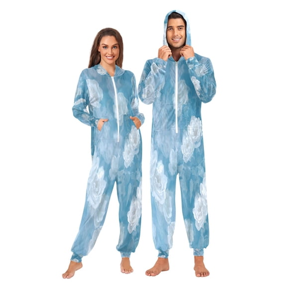 1-Pack Onesie Adult Hooded Pajamas, Soft Fleece Full Zip One Piece ...